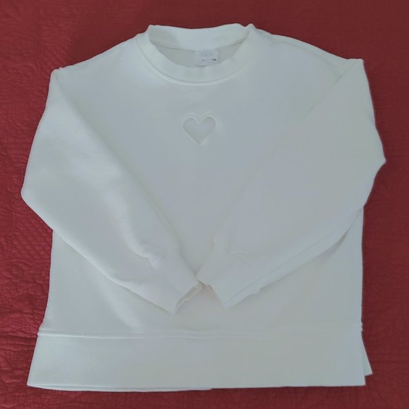 Zara | Shirts & Tops | Zara Heart Cutwork Soft White Oversized ...